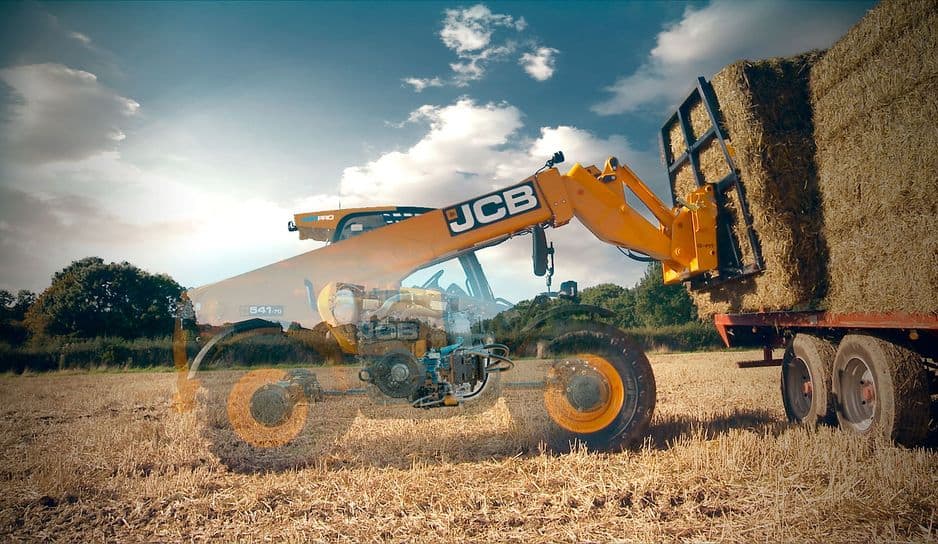 JCB en argent avec la transmission Dualtech VT - Entraid